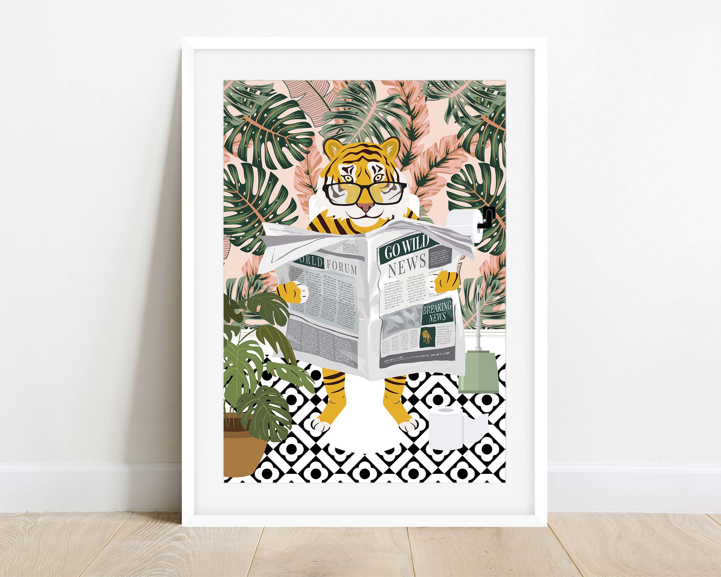 Tiger on Toilet Print Animal on Toilet Funny Bathroom Wall - Etsy Australia