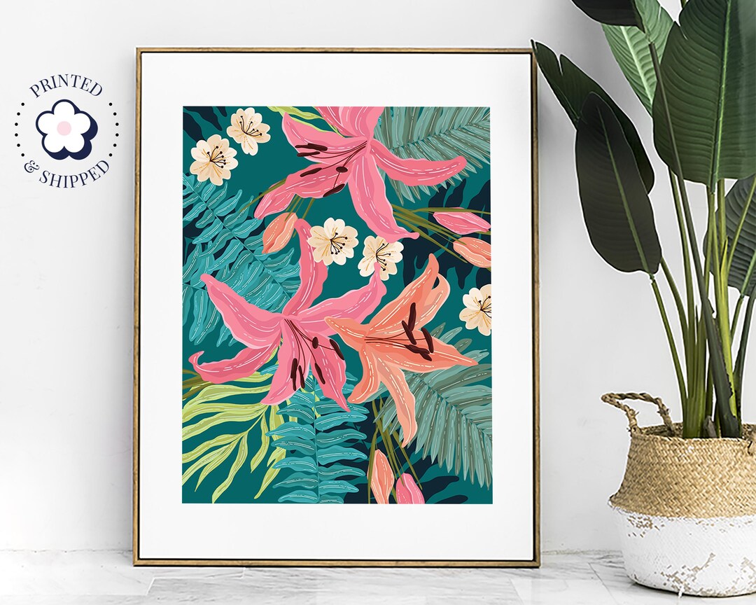 Bright Tropical Pattern Botanical Poster Wall Art Exotic - Etsy UK