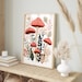 Boho Mushroom Print, Botanical Wildflower Fungi Wall Art, Red Forest ...