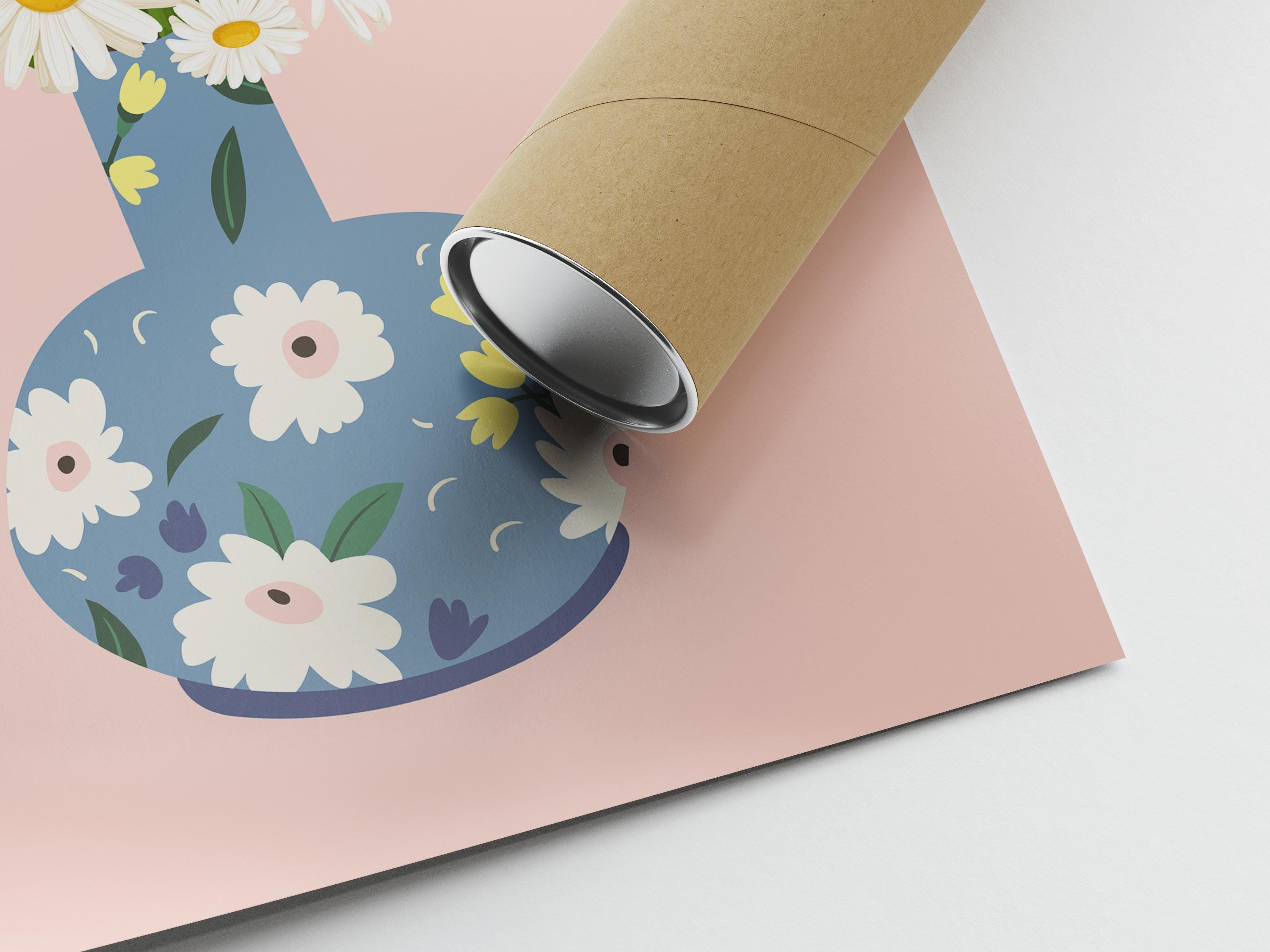 Pink Daisy Print Flower Wall Art, Abstract Daisies Botanical Print ...