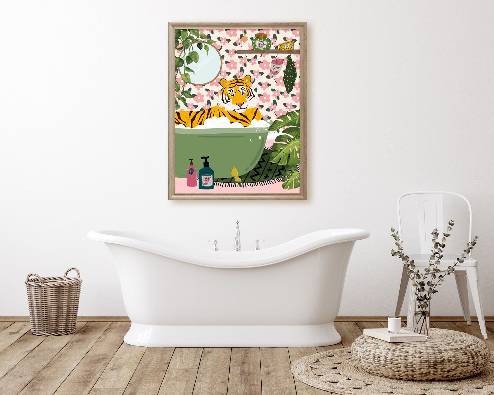 Tiger in Bath Bathroom Art Print Maximalist Animal in Bathtub - Etsy