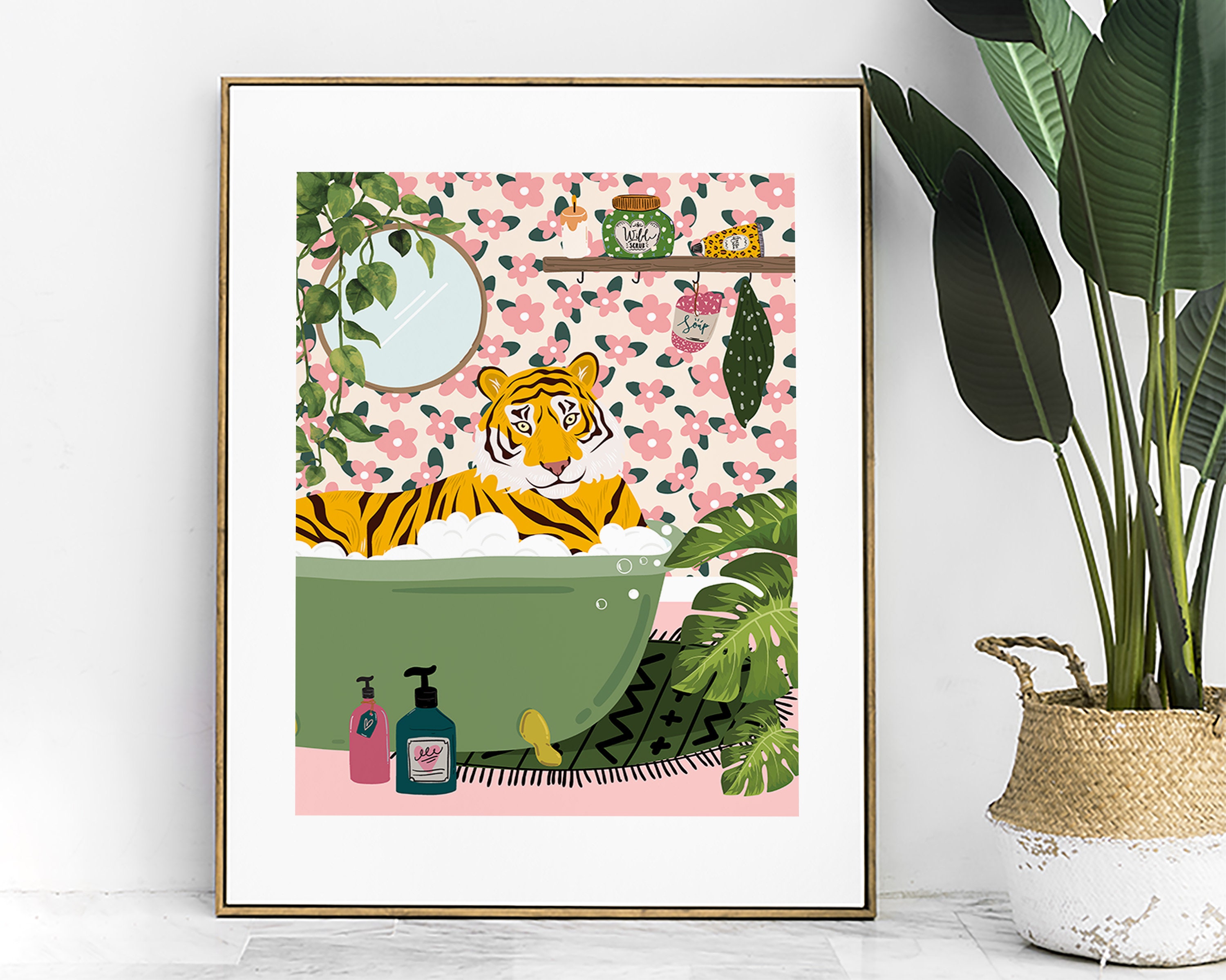 Tiger in Bath Bathroom Art Print Maximalist Animal in Bathtub - Etsy ...