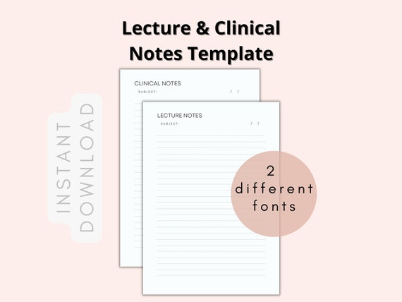 Printable Lecture Notes Clinical Notes Template for Nursing - Etsy