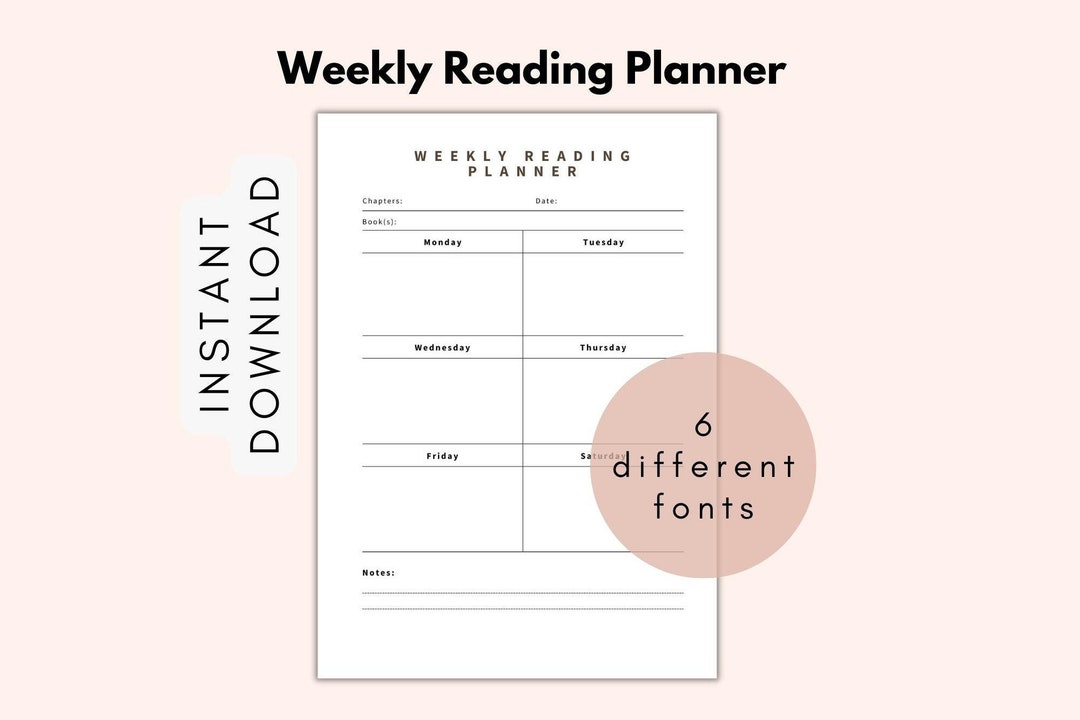 Weekly Reading Planner Template, Weekly Study Reading Plan Template ...
