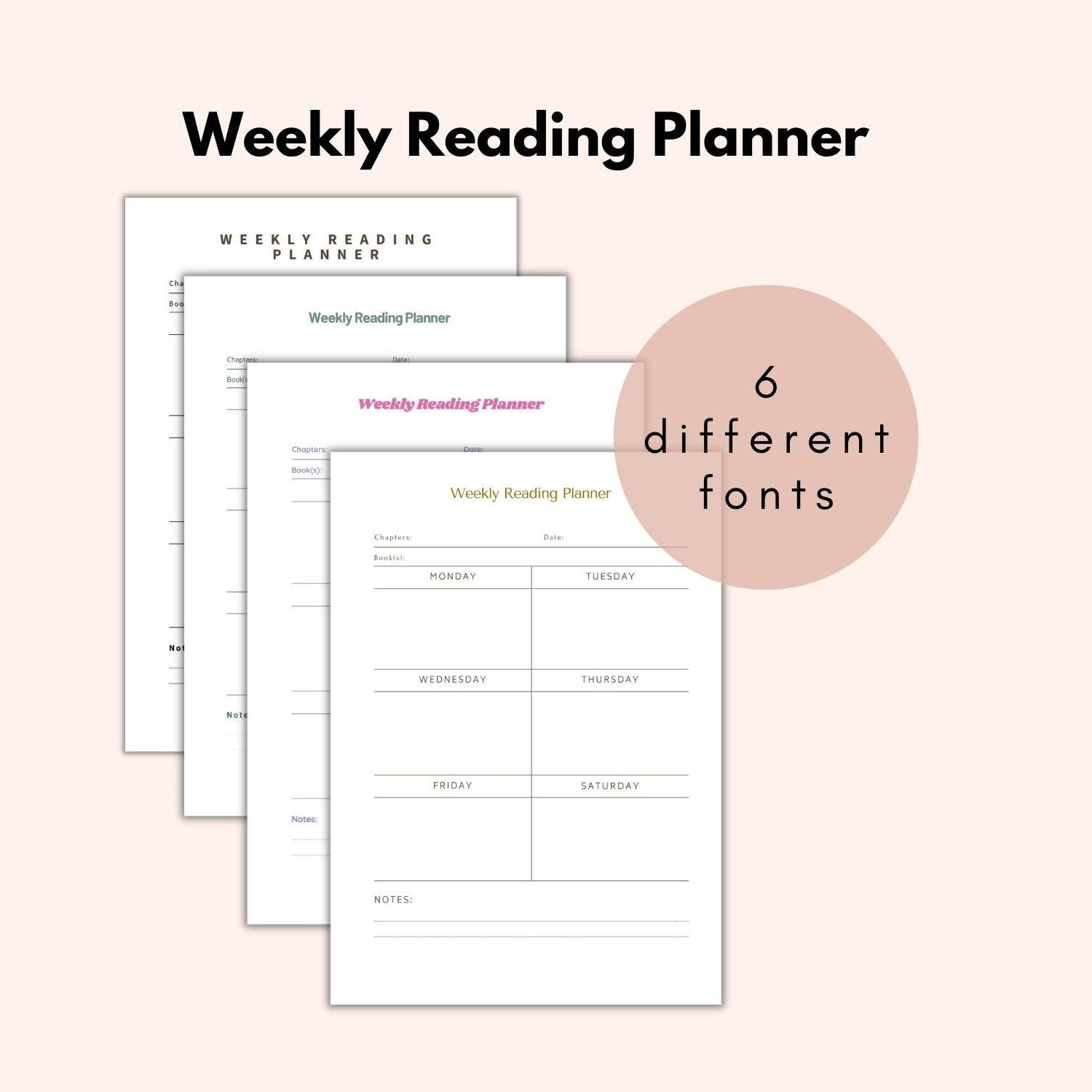 Weekly Reading Planner Template, Weekly Study Reading Plan Template ...