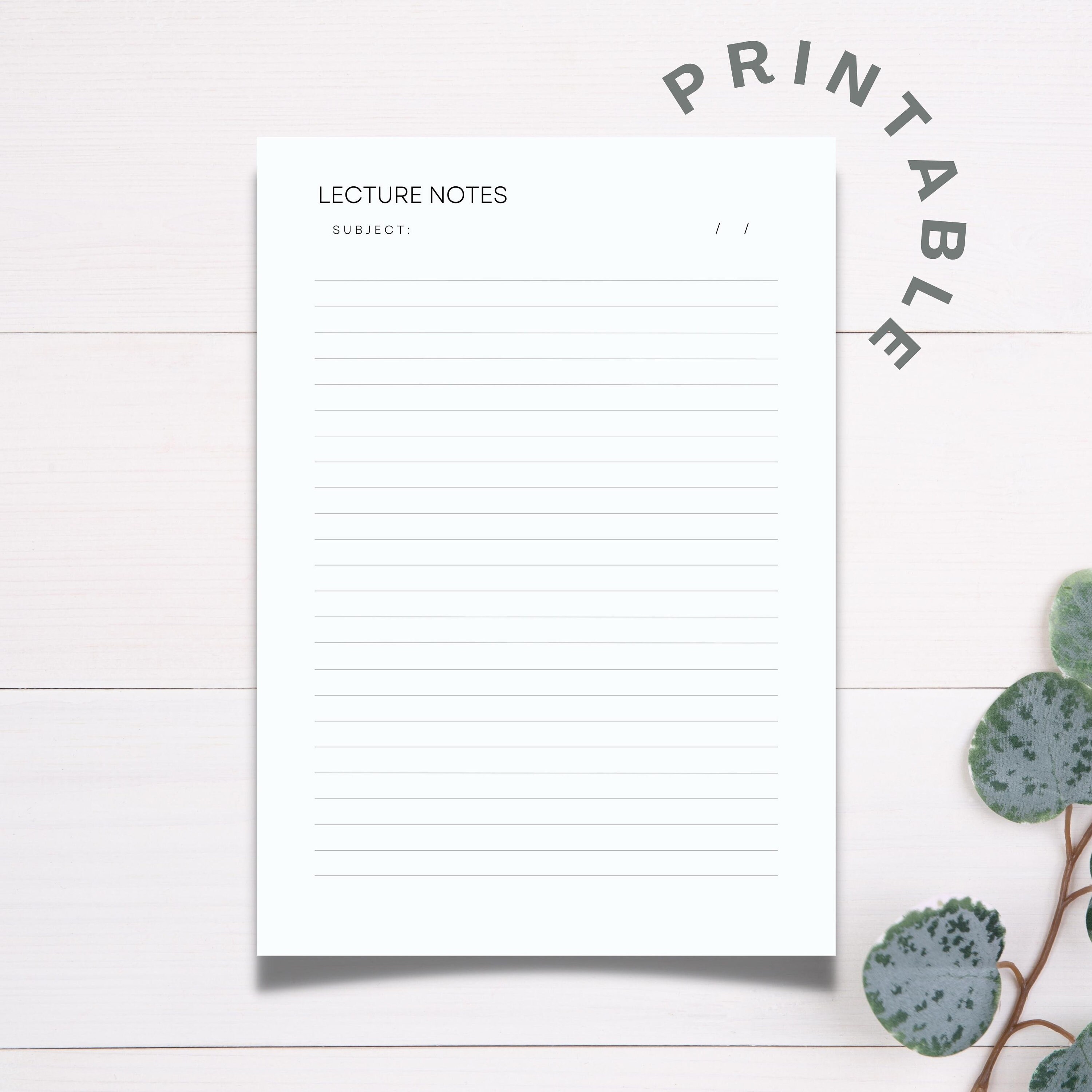 Printable Lecture Notes, Clinical Notes Template for Nursing School ...