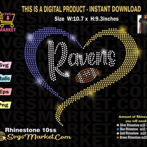 Instant Download Rhinestone Template Football, Ravens Rhinestone Svg ...