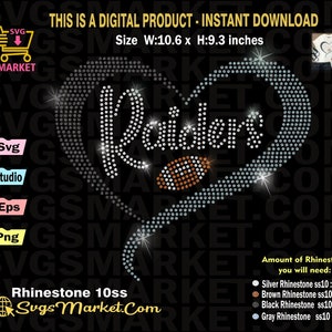 Instant Download Rhinestone Template Football, Raiders Rhinestone Svg ...