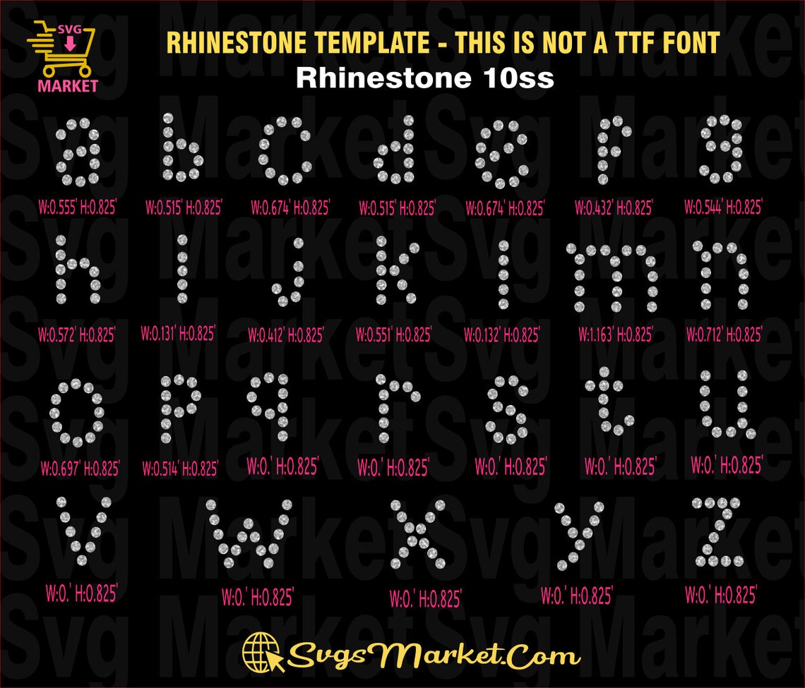 Rhinestone Template Svg Alphabet Letters Font Rhinestone Svg | Etsy