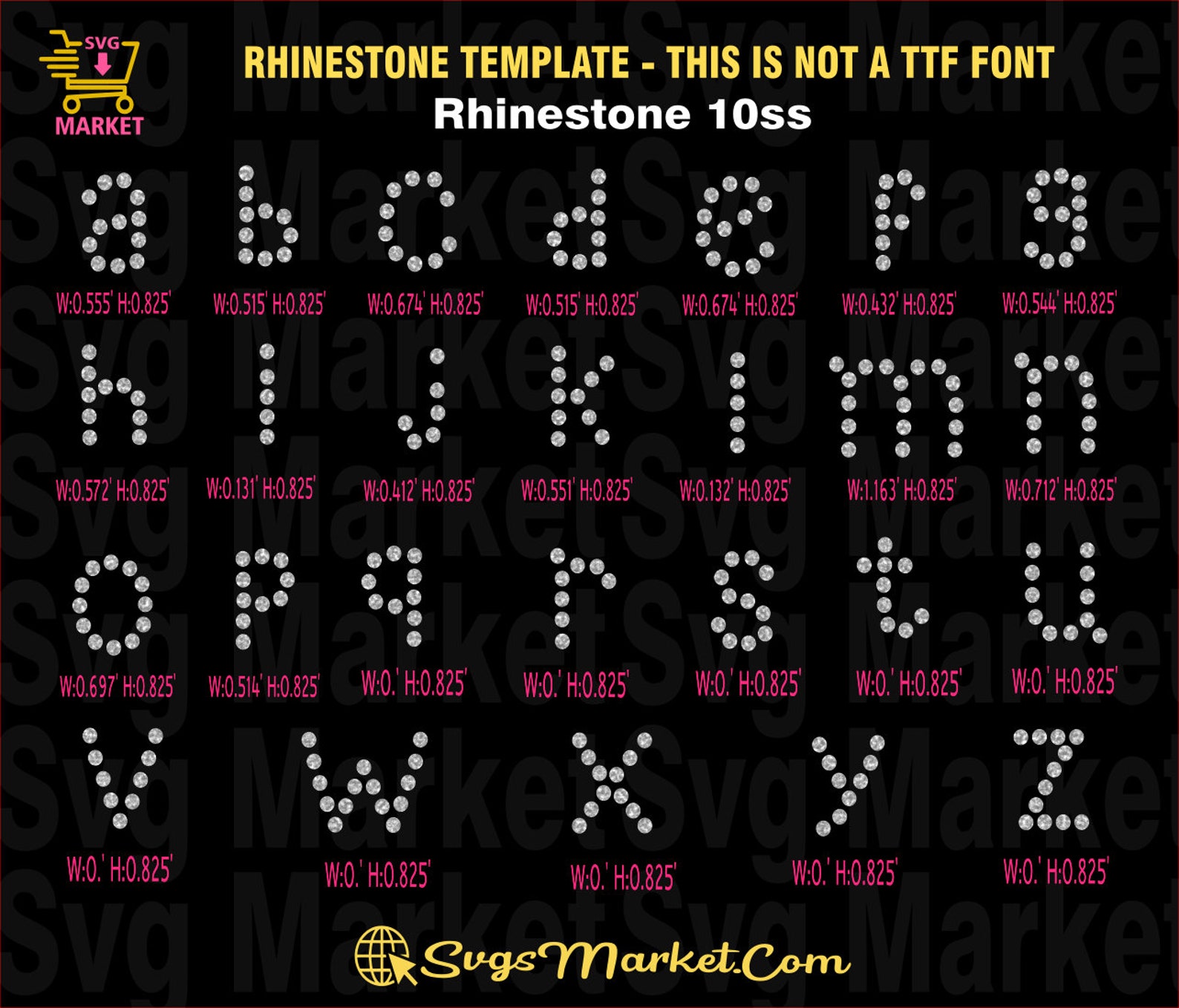 Rhinestone Template Svg Alphabet Letters Font Rhinestone Svg | Etsy