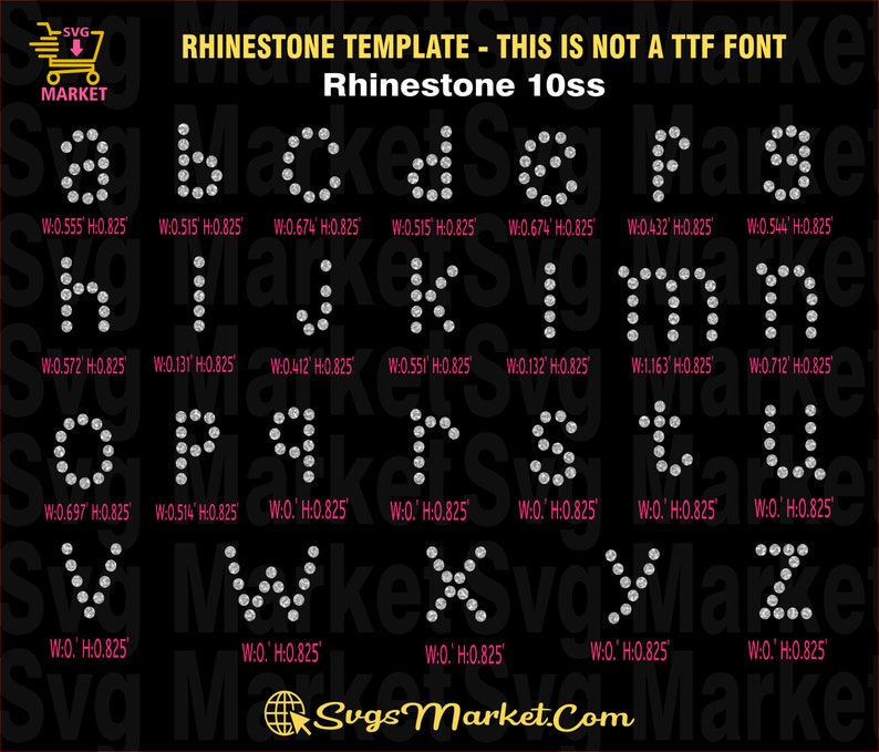Rhinestone Template Svg Alphabet Letters Font Rhinestone Svg | Etsy