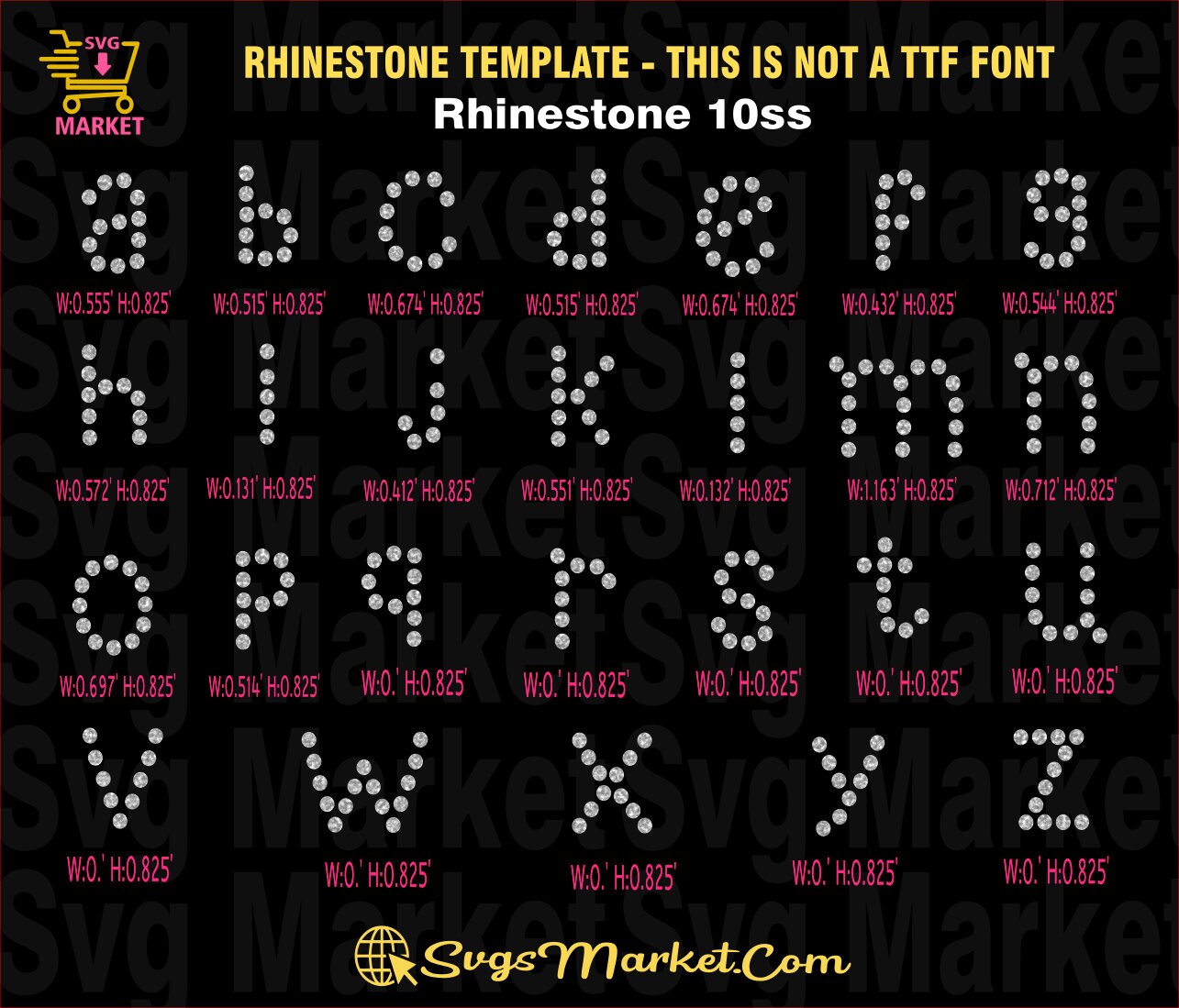 Rhinestone Template Svg Alphabet Letters Font Rhinestone Svg - Etsy