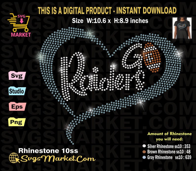 Raiders Svg Instant Download Rhinestone Template Football Go - Etsy