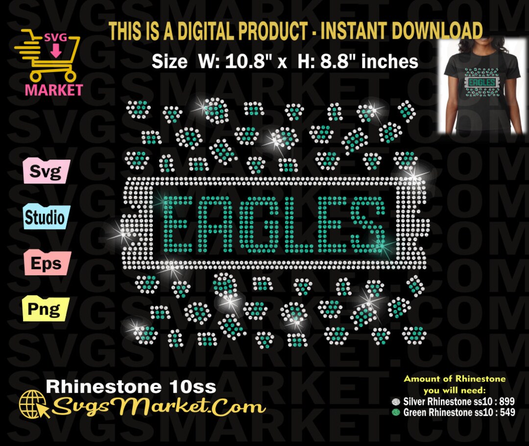 Eagles Leopard Print Rhinestone Svg Download, Eagles Rhinestone ...