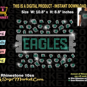 Eagles Leopard Print Rhinestone Svg Download, Eagles Rhinestone Template for Cricut, Football ...