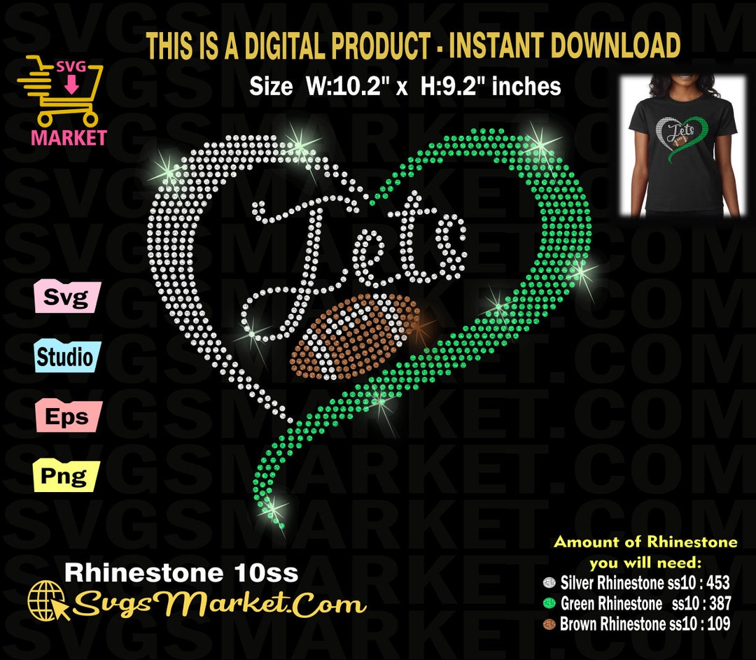 Jets Svg Rhinestone Download, Jets Football Love Svg Rhinestone ...