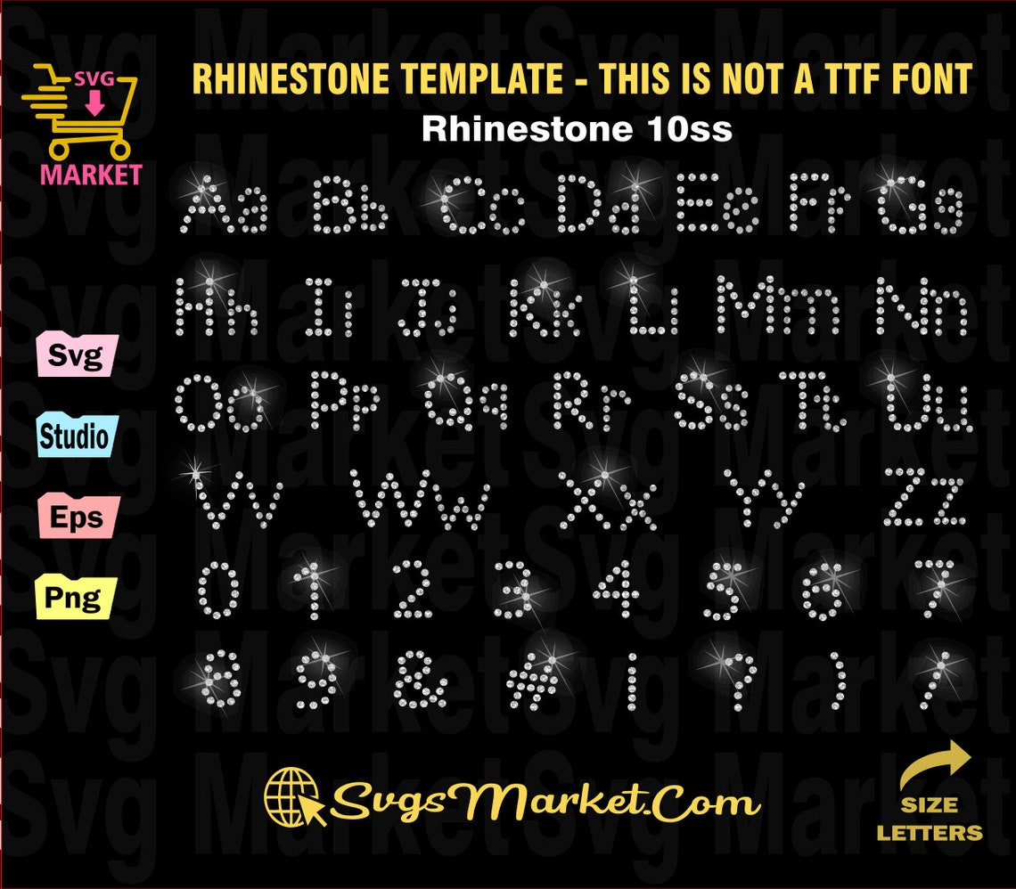 Rhinestone Template Svg Alphabet Letters, Font Rhinestone Svg for ...