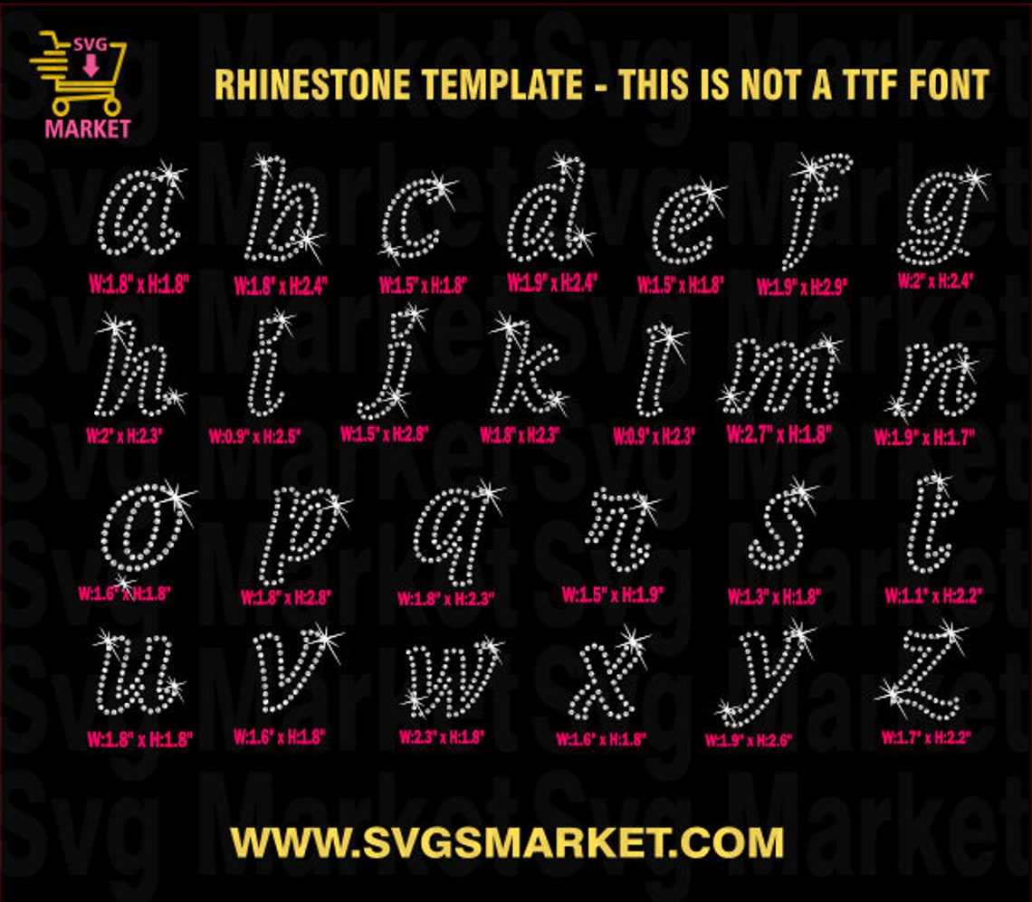 Rhinestone Template Svg Letters, Font Rhinestone Svg for Cricut ...