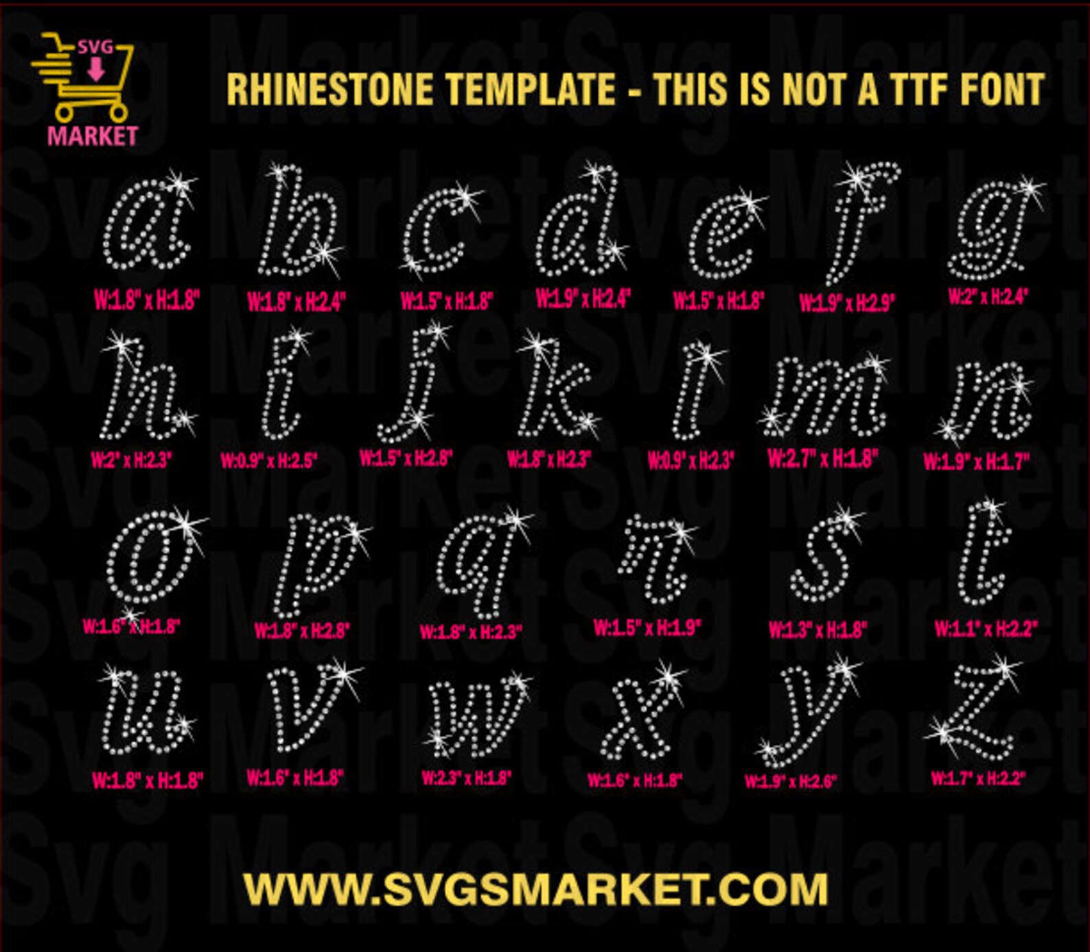 Rhinestone Template Svg Letters Font Rhinestone Svg for - Etsy