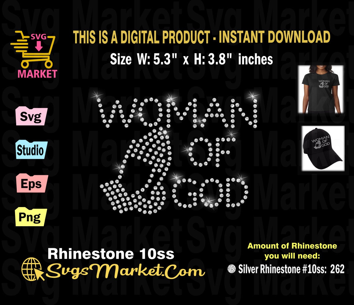 Woman of God Rhinestone Template Svg Religious Rhinestone - Etsy
