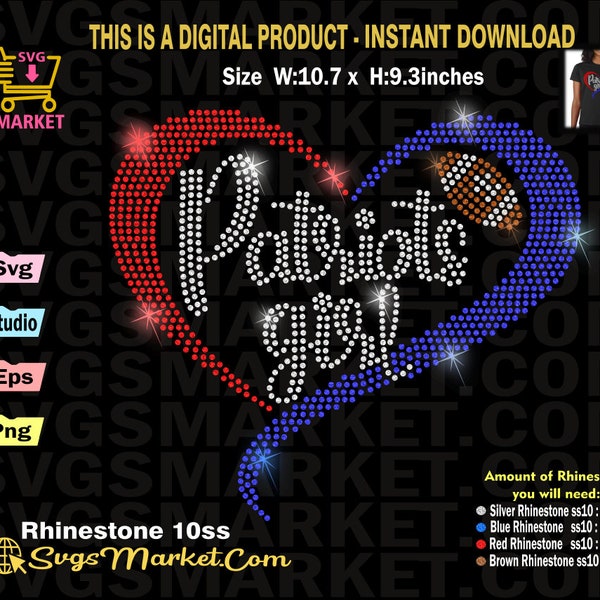 Patriots Rhinestone Template - Etsy