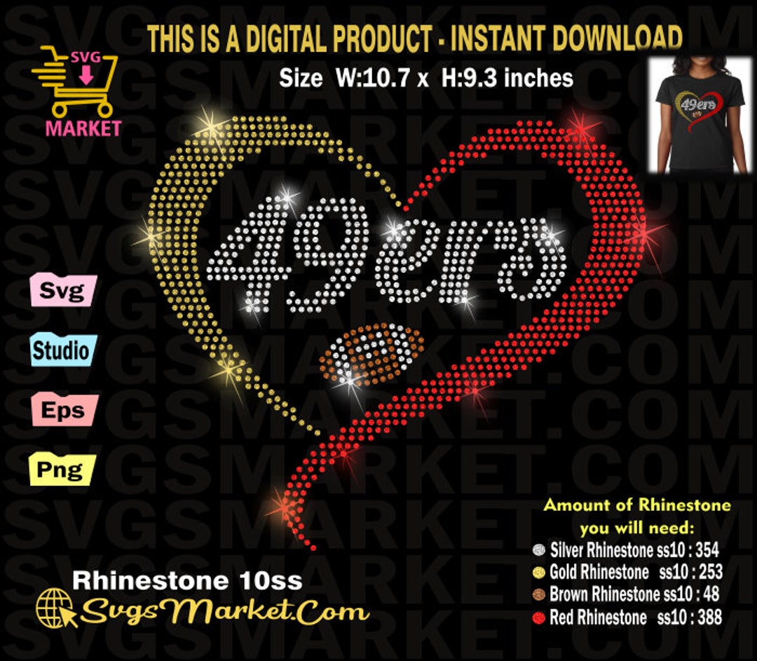 Instant Download Rhinestone Template Football, 49ers Rhinestone Svg for ...