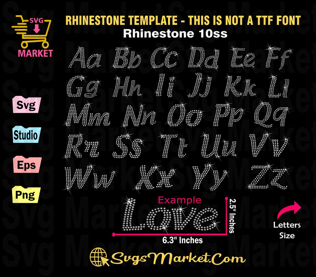 Rhinestone Template Svg Cursive Letters, Font Rhinestone Svg for Cricut ...