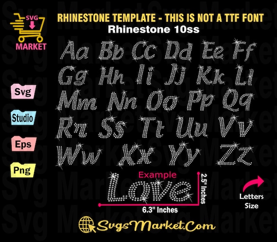Rhinestone Template Svg Cursive Letters Font Rhinestone Svg - Etsy