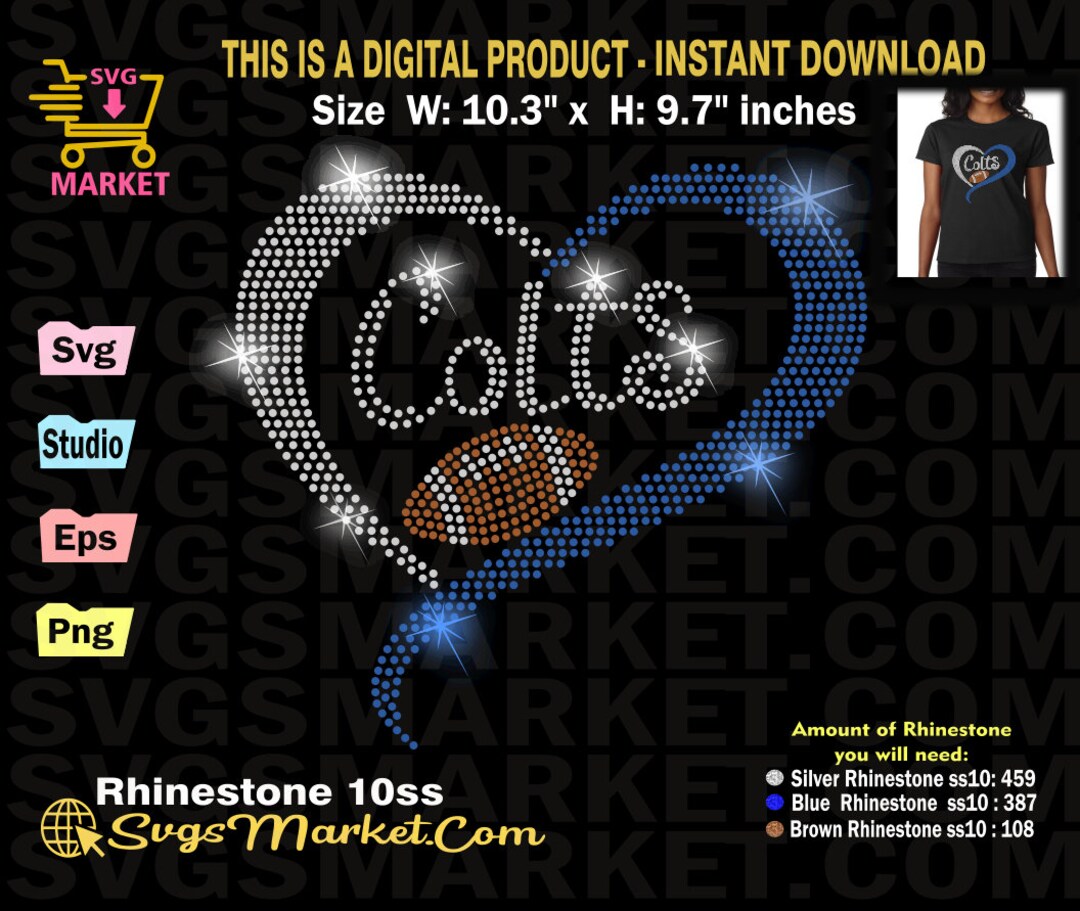 Colts Football Team Rhinestone Download, Colts Rhinestone Template ...