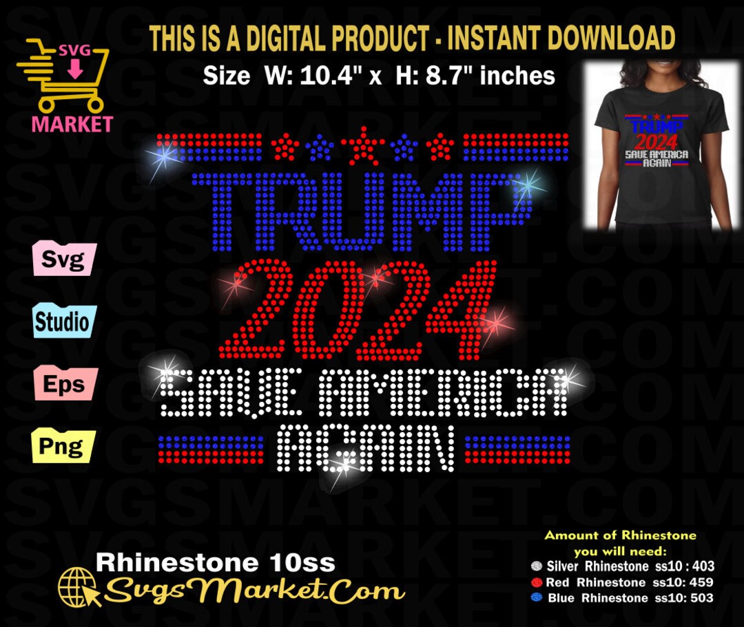 Trump 2024 Rhinestone Template, Vote Trump Rhinestone Svg, 2024 ...