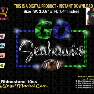 Instant Download Rhinestone Template Football, Go Seahawks Rhinestone ...
