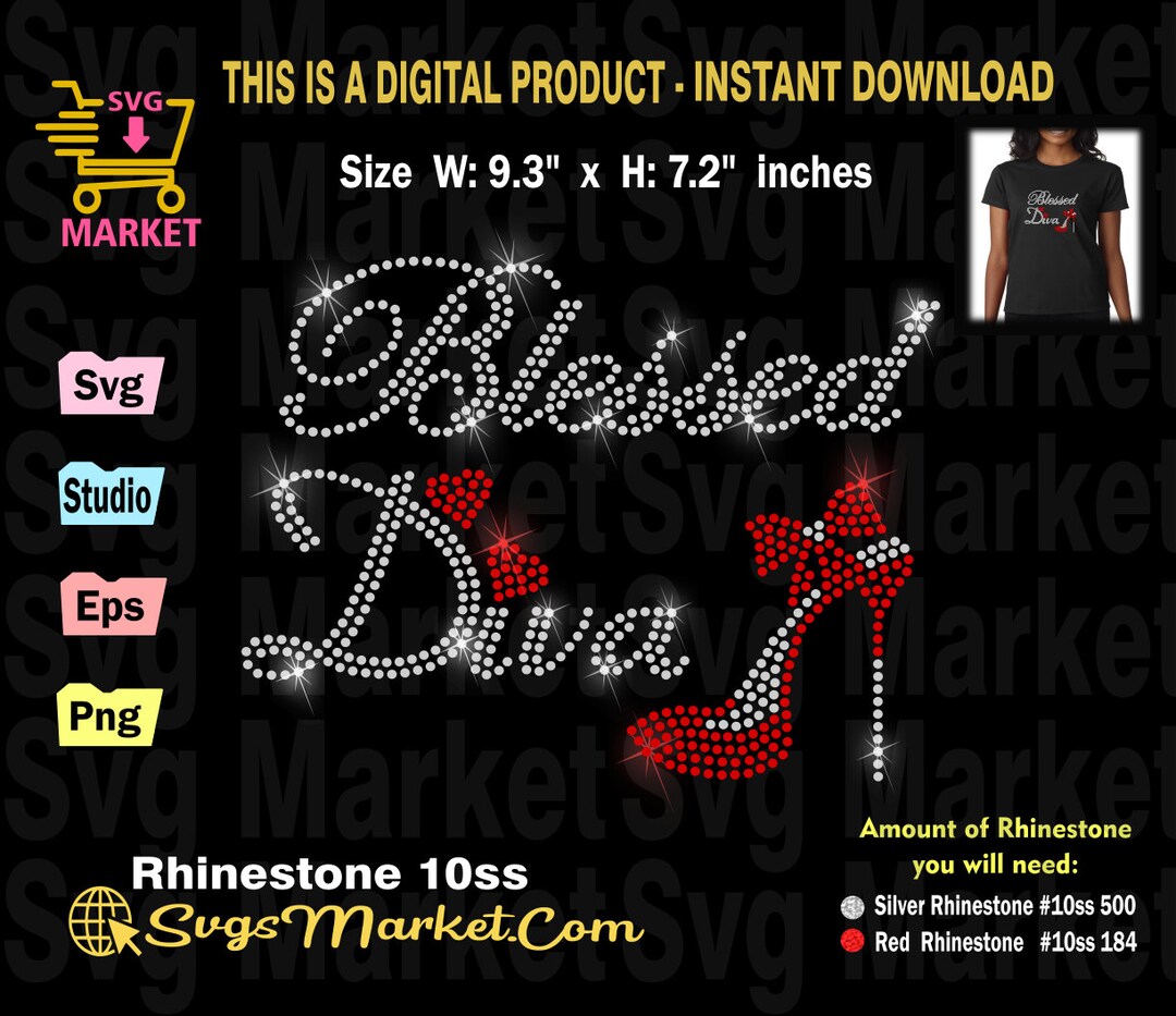 Blessed Diva Rhinestone Template Svg,religious Rhinestone Svg for ...