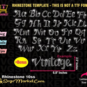 Instant Download Cursive Letters Rhinestone Template Svg,script Font ...