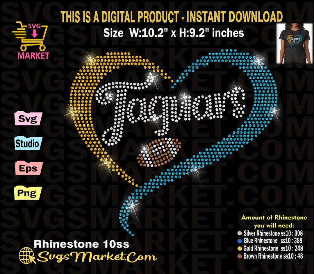 Jaguars Instant Download Rhinestone Template, Jaguars Love Rhinestone ...