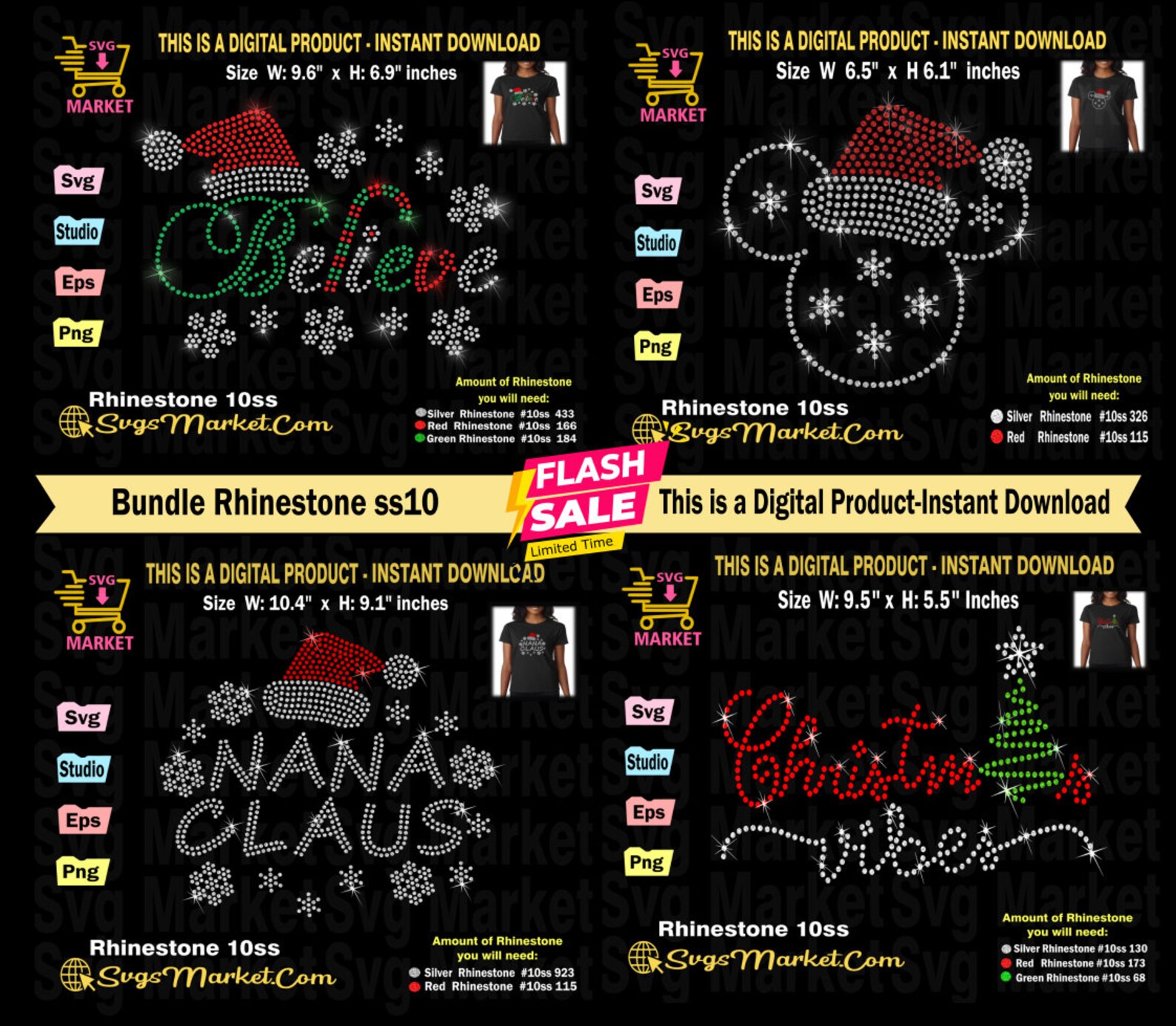 Mega Bundle Rhinestone Template Svg, Bundle Rhinestone Ss10 Svg for ...