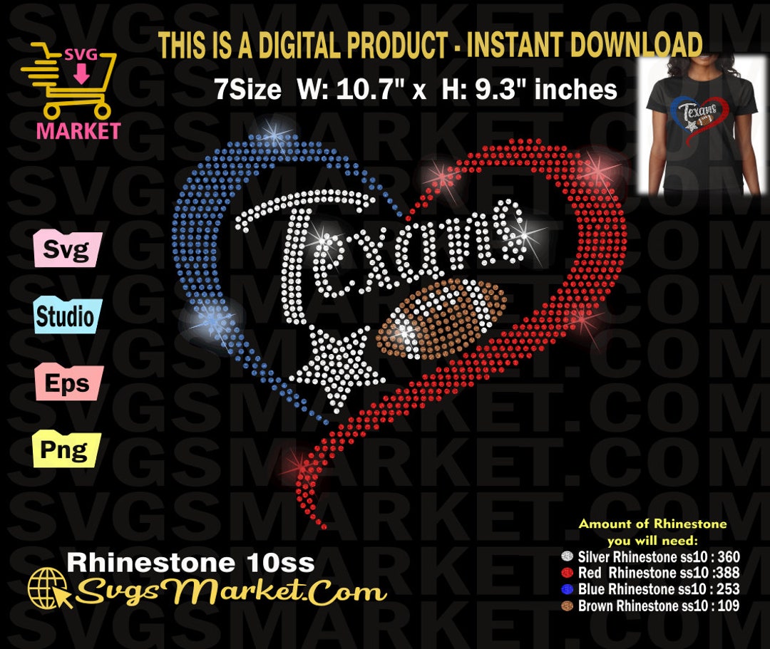 Texans Football Team Rhinestone Download, Texans Rhinestone Template ...