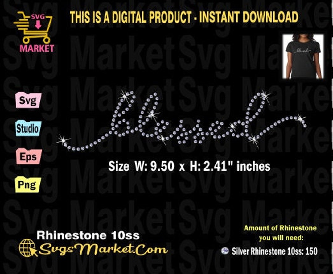 Blessed Rhinestone Template Svg SS10, Religious Rhinestone SVG for ...