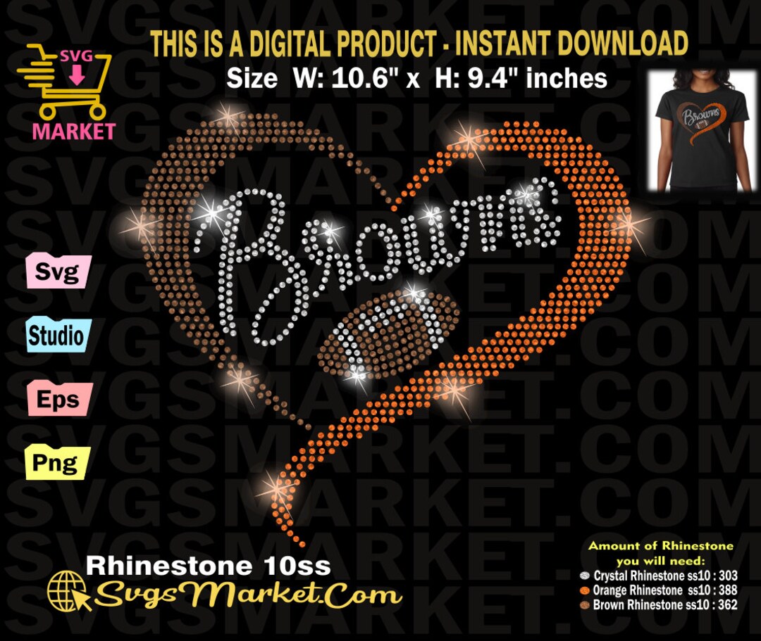 Instant Download Rhinestone Template Football, Browns Rhinestone Svg ...