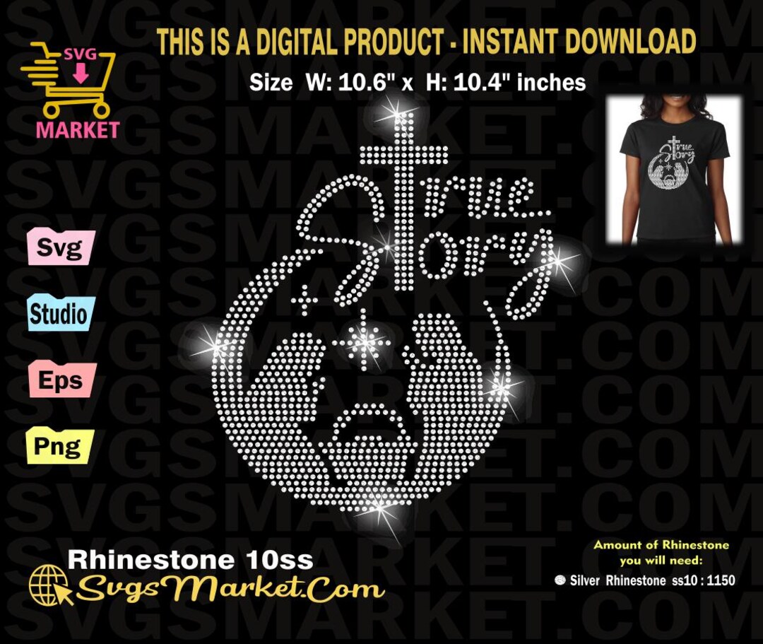 Christmas Rhinestone Template Svg, True Story Rhinestone Svg for Cricut ...