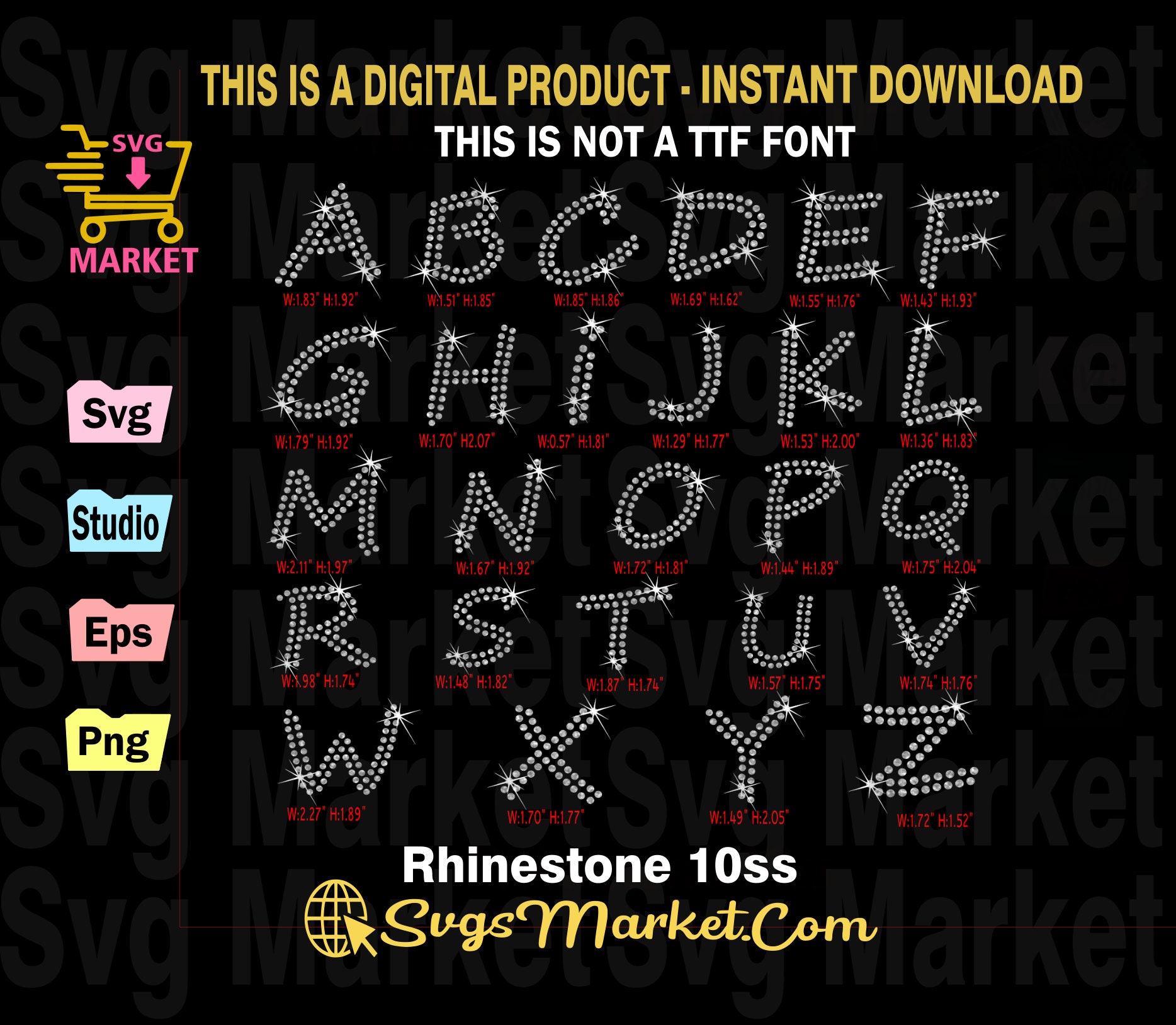 Rhinestone Template Svg Cursive Letters Font Rhinestone Svg - Etsy