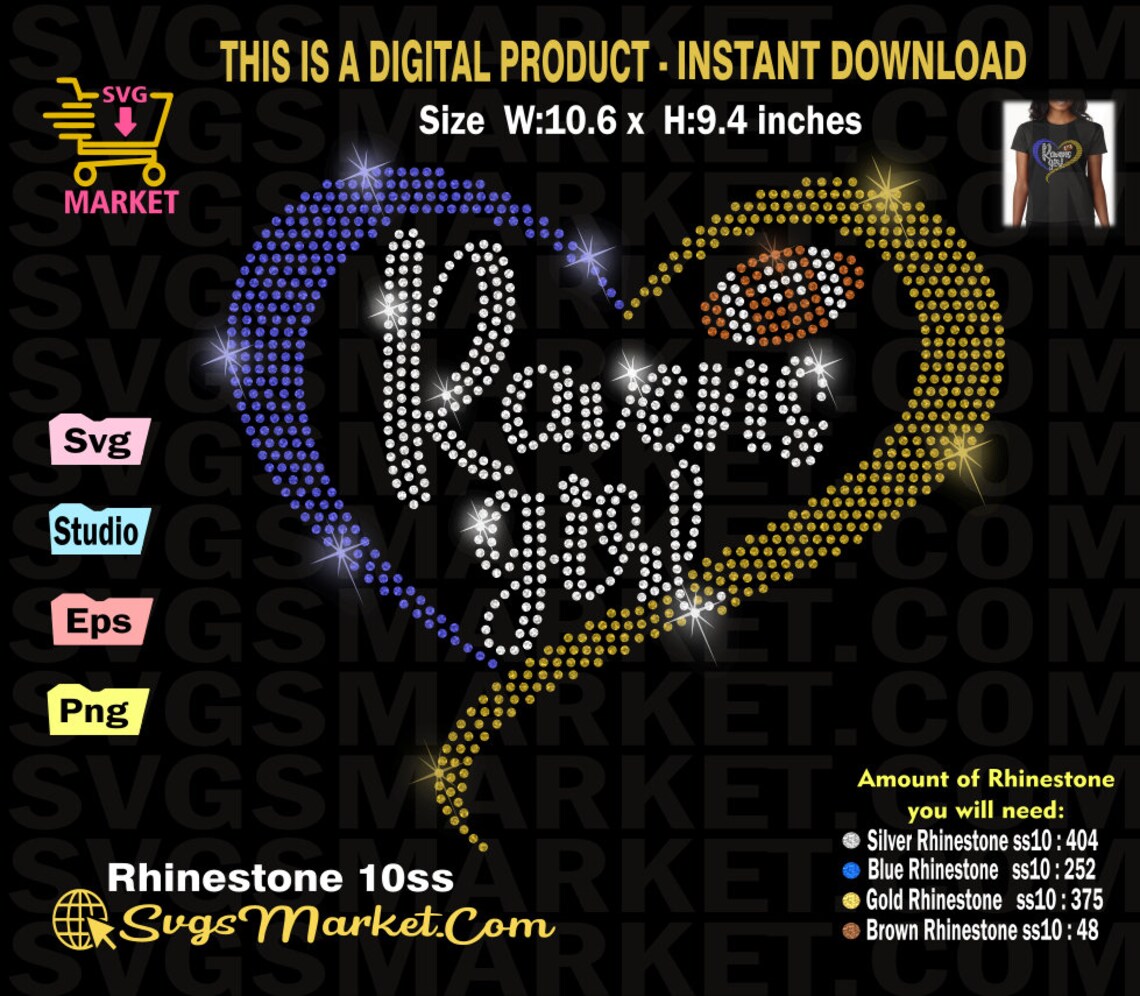 Ravens Svg Instant Download Rhinestone Template Football - Etsy