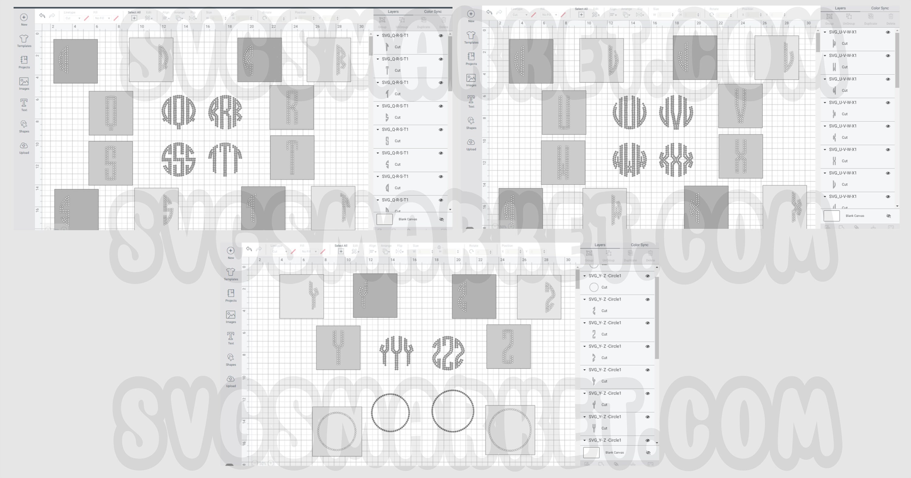 Rhinestone Template Svg Monogram Monogram Rhinestone Svg for - Etsy