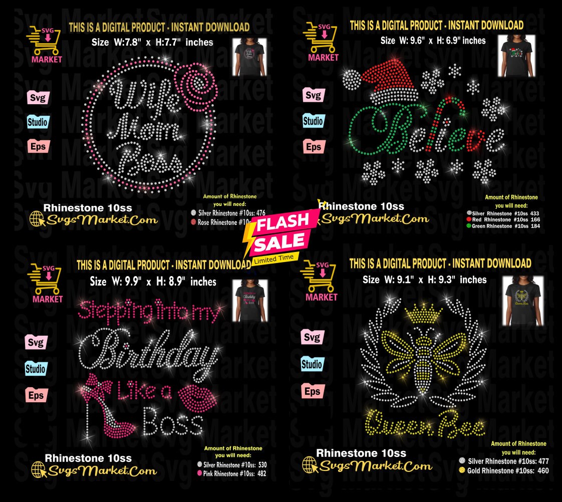 Mega Bundle Rhinestone Template Svg, Bundle Rhinestone Ss10 Svg for ...