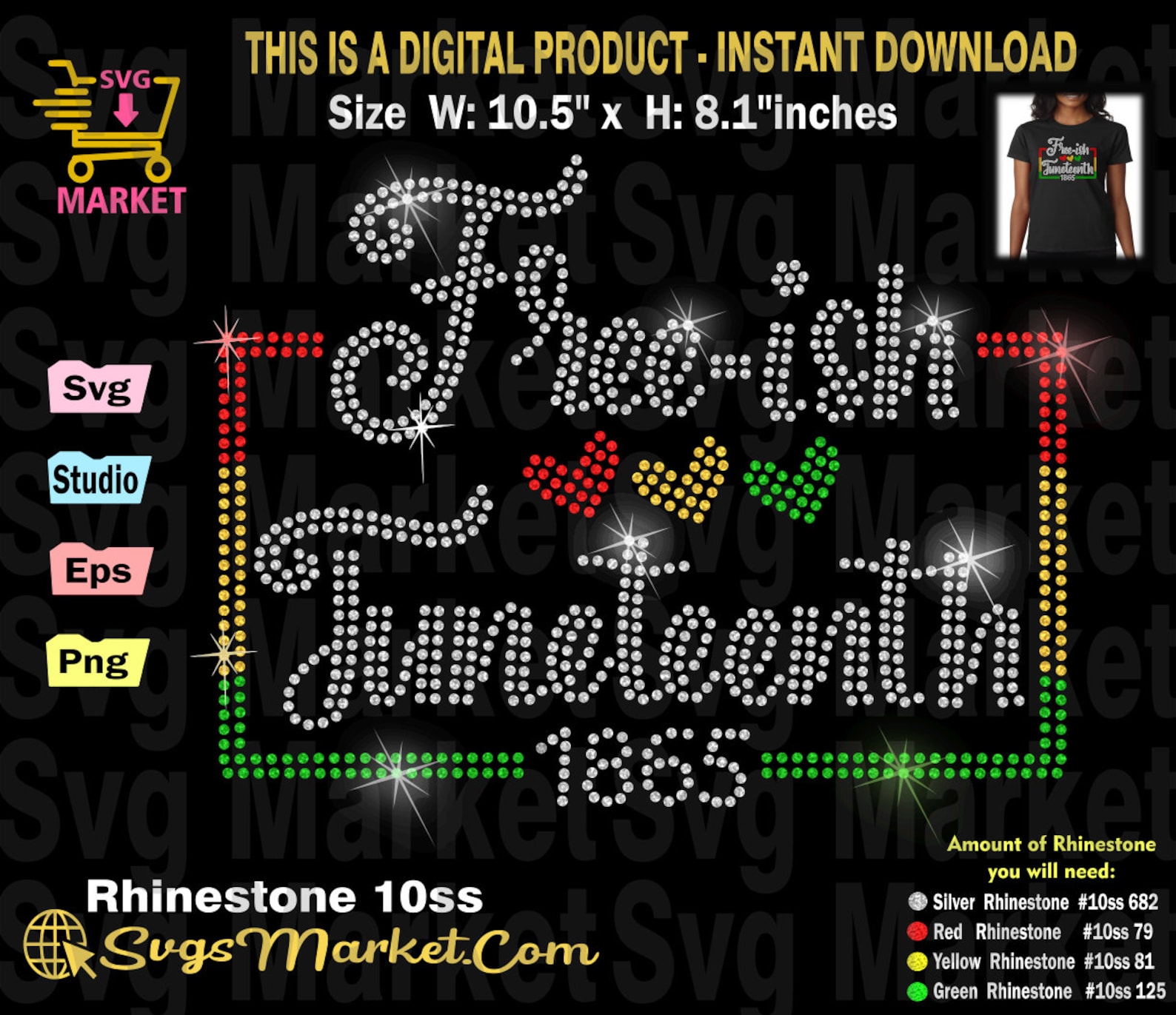 Free-ish Rhinestone Template Svg Juneteenth 1865 Rhinestone - Etsy