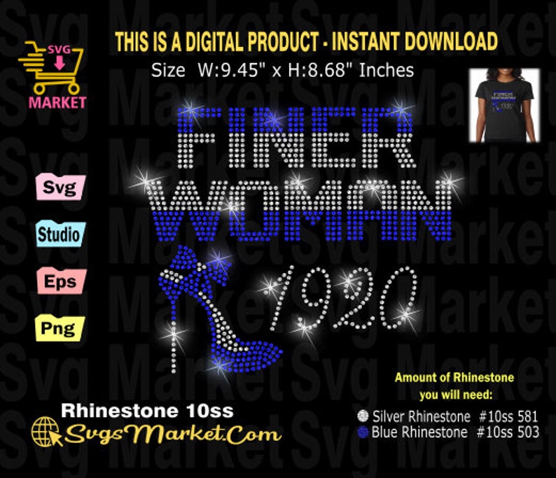 Finer Woman 1920 Rhinestone Template Svg for Cricut | Etsy
