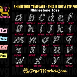 Rhinestone Template Svg Cursive Letters, Font Rhinestone Svg for Cricut ...