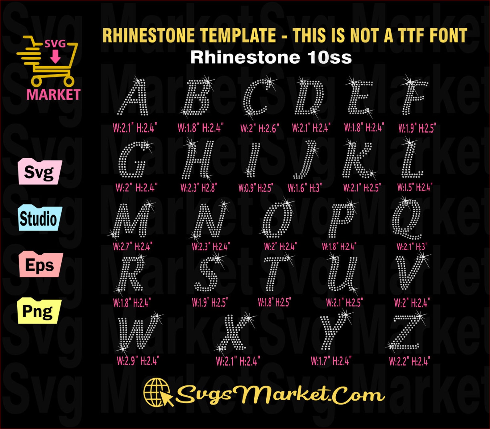 Rhinestone Template Svg Cursive Letters Font Rhinestone Svg - Etsy