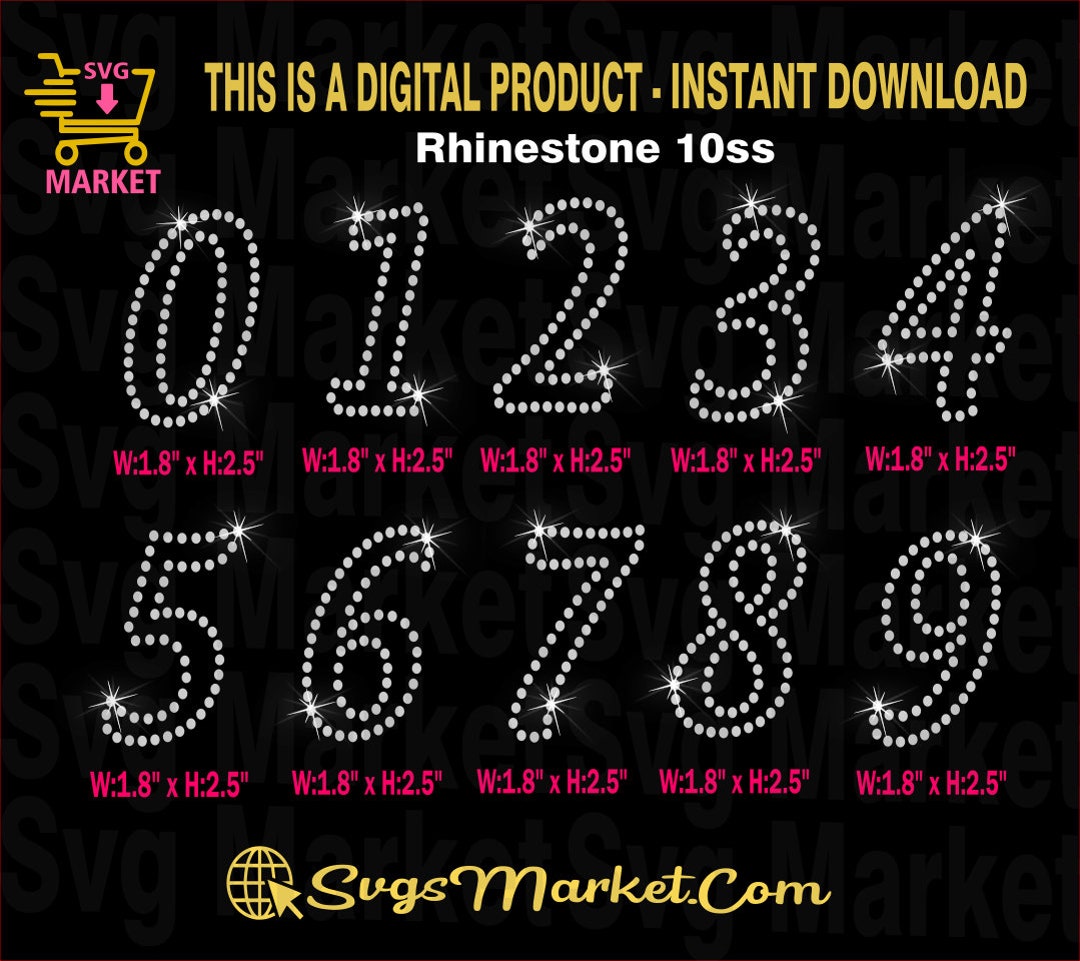 Rhinestone Template Svg Numbers, Rhinestone Svg for Cricut, Silhouette ...