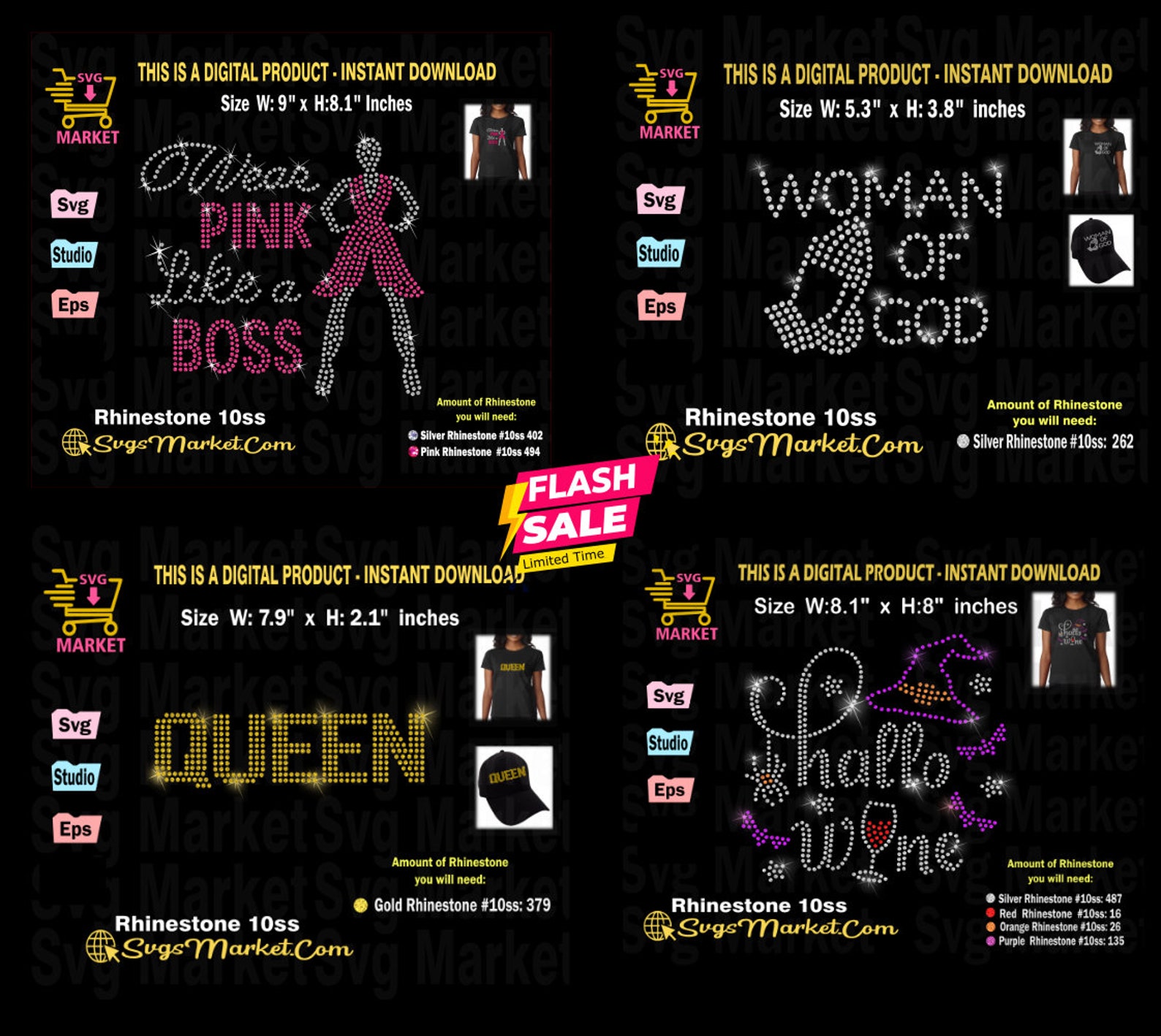 Bundle Rhinestone Template Svg Rhinestone Ss10 Svgmega - Etsy