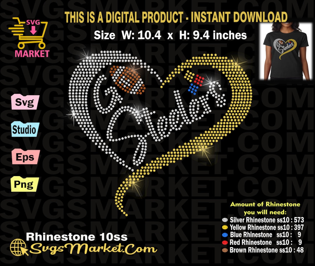 Go Steelers Instant Download Rhinestone Template Football, Go Steelers ...